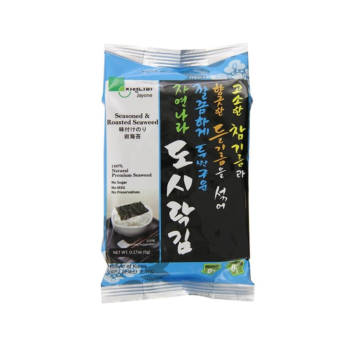 Jayone Seaweed, Roasted and Lightly Salted, 0.17 Ounce (Pack of 24),Nutty flavor