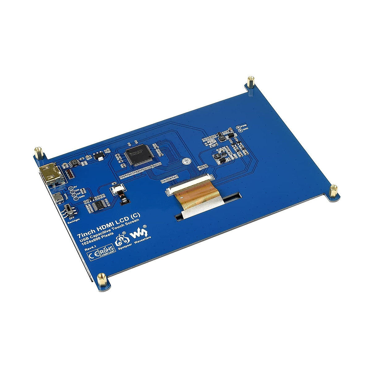 Waveshare 7 inch Capacitive Touch Screen IPS Display HDMI LCD Module 1024x600 Touchscreen for Raspberry Pi 4/3/2/1 Model B/B+/A+/BeagleBone Black/Banana Pi, Windows 10/8.1/8/7