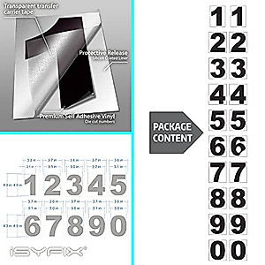 iSYFIX Black Vinyl Numbers Stickers - 4 Inch Self Adhesive (2 Sets) - Premium Decal Die Cut and Pre-Spaced for Mailbox, Signs, Window, Door, Cars, Trucks, Home, Business, Address Number, Indoor or Outdoor