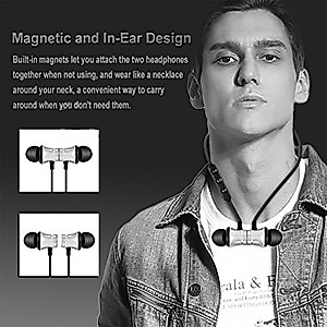 Gilroy Magnetic in-Ear Stereo Headset Earphone Wireless Bluetooth 4.2 Headphone Gift - Silver