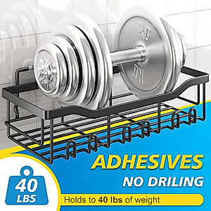 5-Pack Shower Caddy, No Drilling, Strong Adhesive Mount, Large Capacity, Rustproof Stainless Steel, Black.