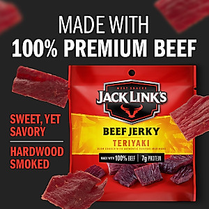 Jack Link's Beef Jerky, Teriyaki, Multipack Bags Flavorful Meat Snacks for Lunches, Ready to Eat Protein Snacks, Individual Packs - 7g of Protein, Made with 100% Beef 0.625 oz (Pack of 5)