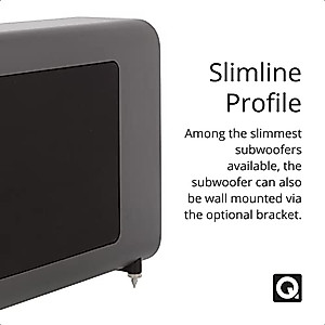 Q ACOUSTICS 3060S Active Subwoofer Graphite Gray - Enclosure Type: Infinite Baffle, 8" Driver, 150 Watt Class D Amplifier - Powered Home Audio Subwoofers for Home Theater Sound System