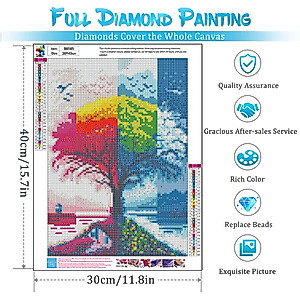 Mowana Diamond Art Kits for Adults Four Season Tree of Life Diamond Painting Full Drill 5d Diamond Painting Kits for Adults for Home Wall Decor (15.7x11.8inch)