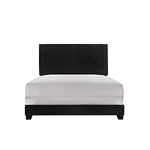 Crown Mark Erin Upholstered Panel Bed in Black, Full