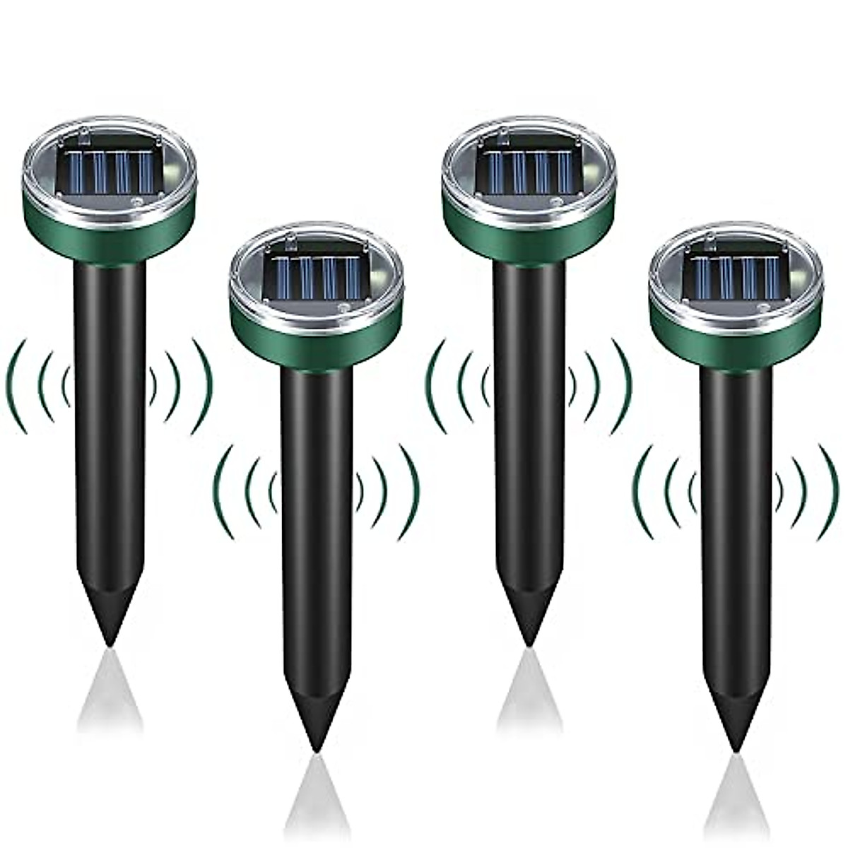 Mole Repellent Stake Repellent Solar Repellent 4 Pack,Outdoor Ultrasonic Gopher Repeller Deterrent Waterproof,Groundhog Repellent Spikes Drive Away,Rodent Vole Chaser for Lawn Gardens and Yards