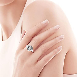 Between The Finger Ring Diamond Encrusted Chic Metal Geometric Fan Diamond New Ring White Foreverbrilliant Engagement Ring Engagement Jewelry Gift Women Wedding Rings Jewelry Features (White, 6)