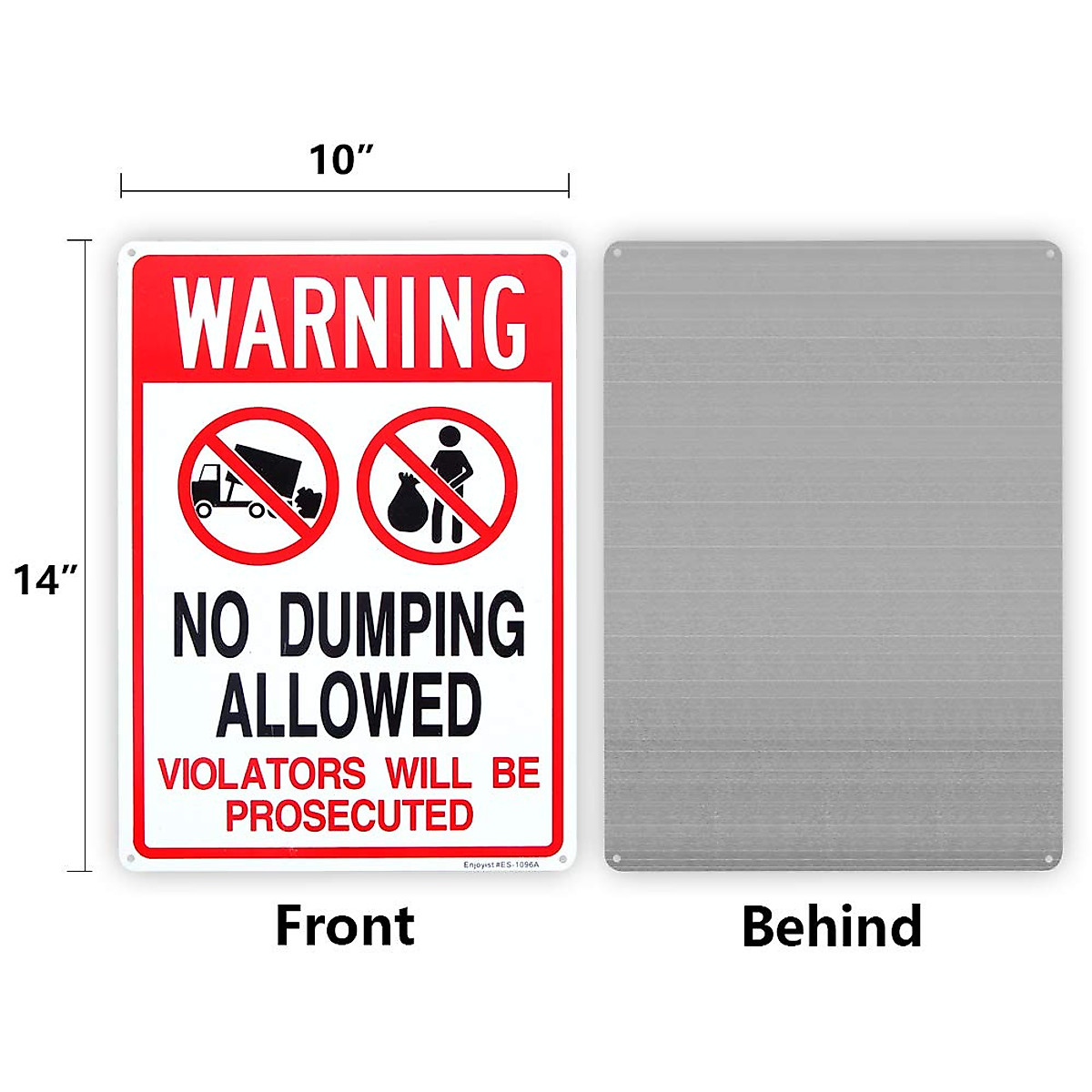 No Dumping Allowed - Violators will be Prosecuted Sign, 14"x 10" .04" Aluminum Reflective Sign Rust Free Aluminum-UV Protected and Weatherproof