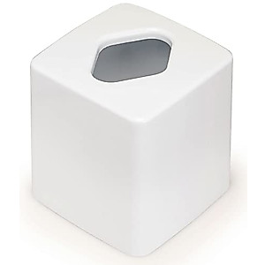 Stephanie Imports Made in USA Set of 2 White Plastic 5-Gallon Waste Basket & Cube Tissue Box Cover