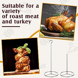 12 Pcs Stainless Steel Vertical Skewer Set Vertical Turkey Hanger Multifunction BBQ Spike Poultry Hanger for Turkey Oven Kebabs Picnic BBQ Dish Easter (4 x 15'' Skewer, 4 x 9'' Spike, 4 x 6.25'' Base)