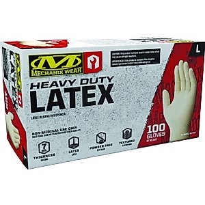 Mechanix Wear D04-00-010-100 - Latex Disposable Gloves - Powder Free, Textured (100 Pack)