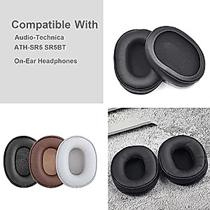 Replacement Ear Cusions Earpads Compatible with Audio-Technica ATH-SR5 SR5BT On-Ear Headphones (ATH-SR5 Black)