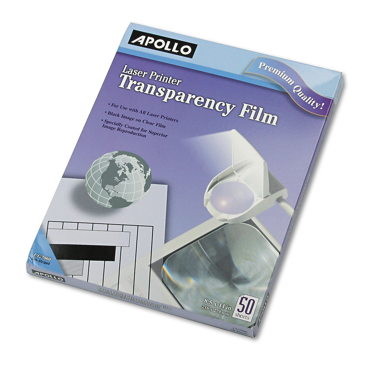 APOLLO Transparency Film for Laser Printers, Black on Clear, 50 Sheets/Pack (CG7060) (VCG7060E)