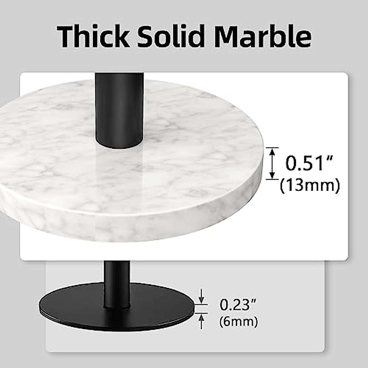 Marble Hand Towel Holder Stand with 2 Hanging Ring for Bathroom Kitchen Countertop, Stainless Steel Free-Standing Towel Rack with Marble Base, Matte Black