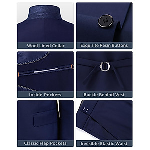 MY'S Men's Blazer Vest Pants Set, Solid Party Wedding Dress, One Button Jacket Waistcoat and Trousers, 3 Piece Slim Fit Suit with Tie Black