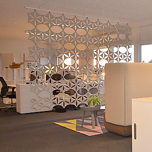 OSHIYINN White 3D Flower Venus 14"x12" Hanging Room Divider Panel Felt Fiber Surface High Density Polyester Fiber Board Cut Room Partition Home Decoratio(12 Pcs)