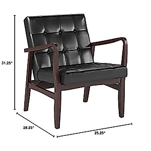 GDF Studio Conrad Mid Century Modern Arm Chair in Black Faux Leather