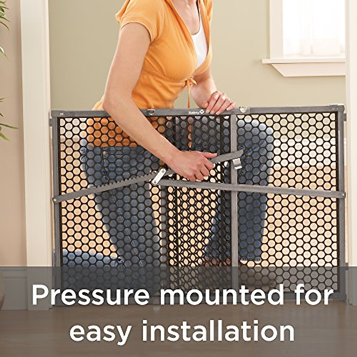 Safety 1st Vintage Wood Baby Gate with Pressure Mount Fastening (Gray)