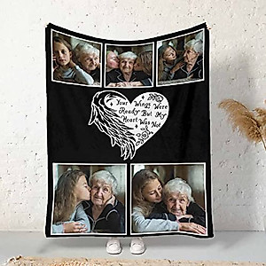 Custom Memory Throw Blanket Your Wings Were Ready But My Heart Was Not Floral Blanket Personalized Memorial Gift Blanket Sympathy Gift for Loss of Father Mother Loved One in Heaven 40X50 Inch