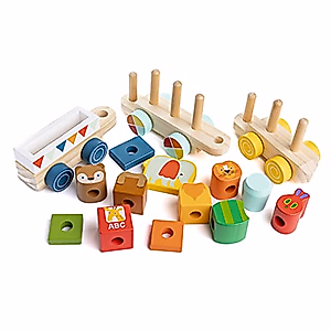 KIDS PREFERRED World of Eric Carle The Very Hungry Caterpillar Wooden Train Set, 12 Pieces