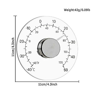 GuDoQi Indoor Outdoor Window Thermometer, No Battery Required, Transparent Dial, Weather Thermometer, Accurate Readings for Home, Office, Patio