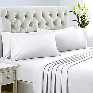 HOMEIDEAS Queen Size Bed Sheets - 6 Piece Set (White) - Extra Soft Brushed Microfiber 1800 Bedding Sheets, Deep Pocket, Wrinkle & Fade Free
