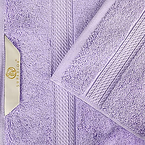 SUPERIOR Solid Egyptian Cotton Face Towel Set, 13" x 13", Purple, 6-Pieces