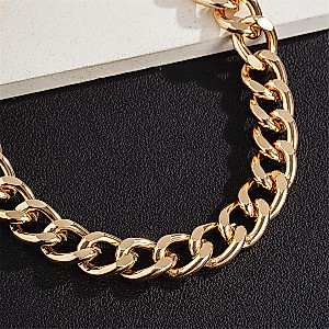 Ingemark Cuban Chunky Link Chain Choker Unisex Punk Style Thick Wide Necklace Jewelry (S3 Golden)