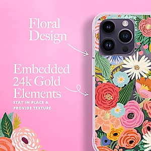 Rifle Paper Co. iPhone 14 Pro Case [Compatible with MagSafe] [10FT Drop Protection] Cute iPhone Case 6.1" with Floral Pattern, Anti-Scratch Tech, Shockproof Material, Slim Fit - Garden Party Blush