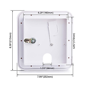 LCGP RV Trailer Electric Power Cord Cable Door Compartment Lock with 2 Keys W 7.99 inch, H 8.39 inch