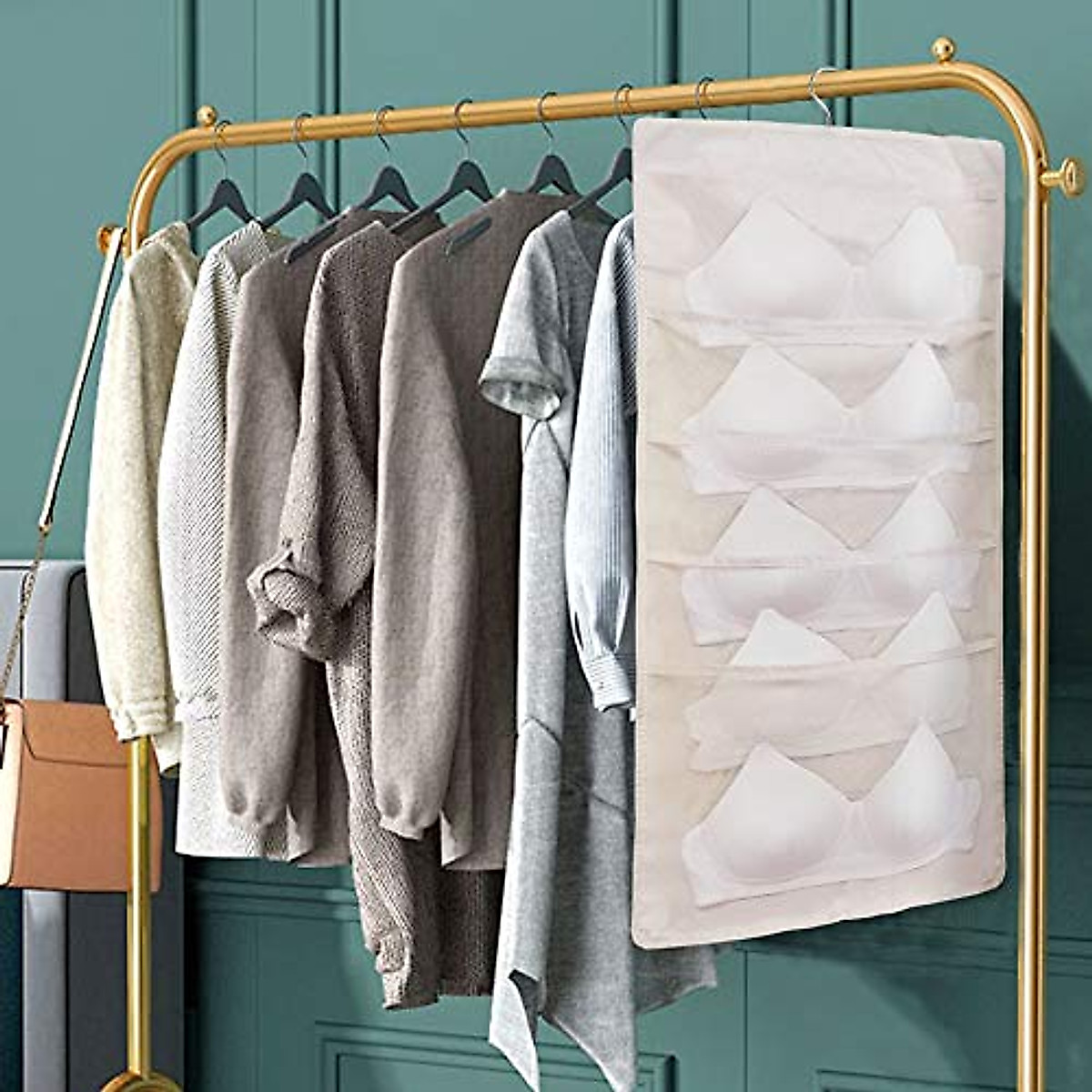 ohihuw 2 Pack Closet Hanging Organizer for Large Size Bras with Enlarged Mesh Pockets Dual Sided Underwear Storage