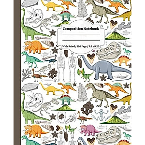 Dinosaur Composition Notebook: Writing Journal Comp Lined Notebooks For School And Kindergarten | Primary Writing Journal For Kids, Teens, Girls, Boys, And Students , Cute School Supplies Aesthetic