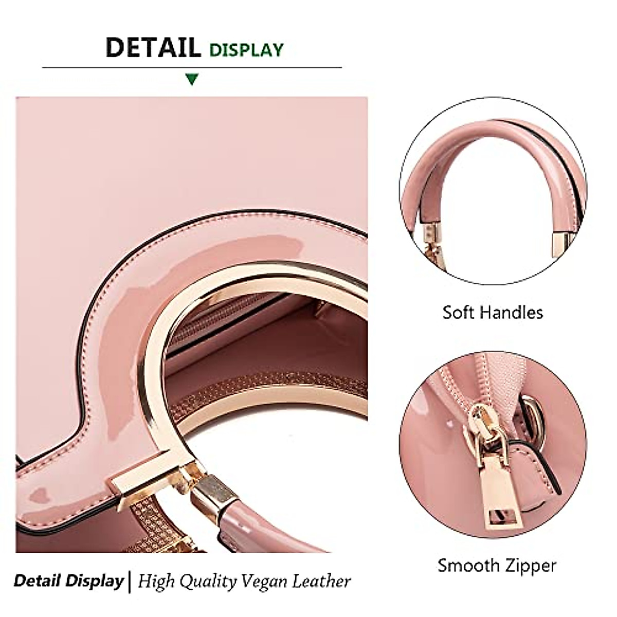 LJOSEIND Patent Leather Handbags Designer Satchel Purses Top Handle Bags Structured Shoulder Bags for Women