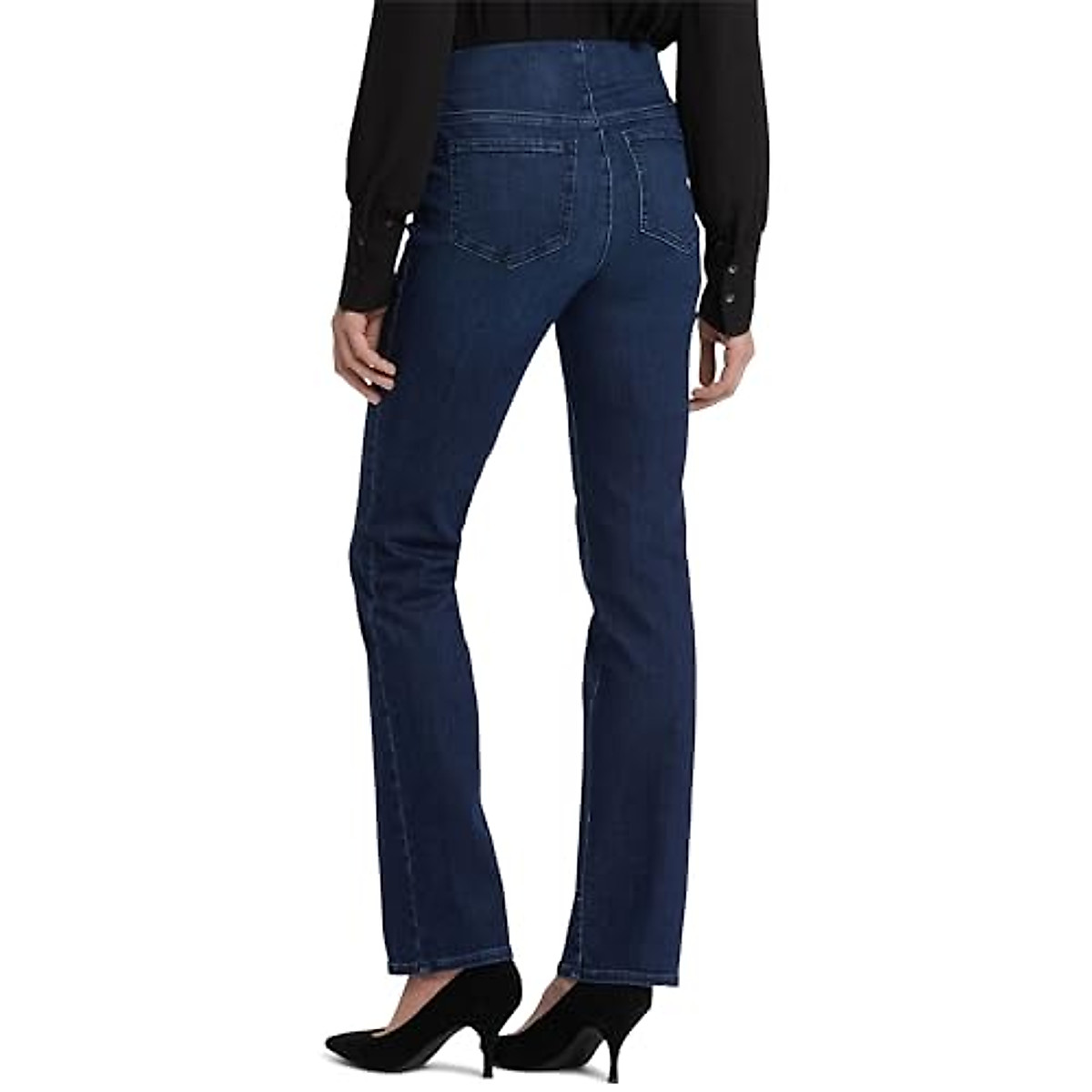 NYDJ Women's Pull-On Marilyn Straight Jeans | Slimming & Flattering Fit, Clean Denslowe, 12