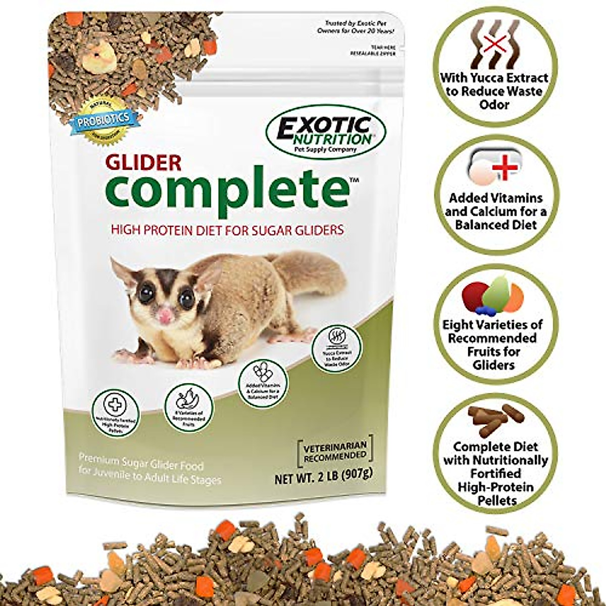 Sugar Glider Complete Food Starter Package - Nutritionally Complete Pellet Diet & High Protein Supplemental Food for Sugar Gliders… (2 Piece Set)