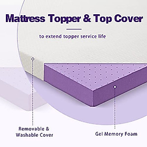 SINWEEK 2 Inch Gel Memory Foam Mattress Topper Twin Size, Ventilated High Density Pad for Back Pain, Bed Topper with Removable Soft Cover, CertiPUR-US Certified