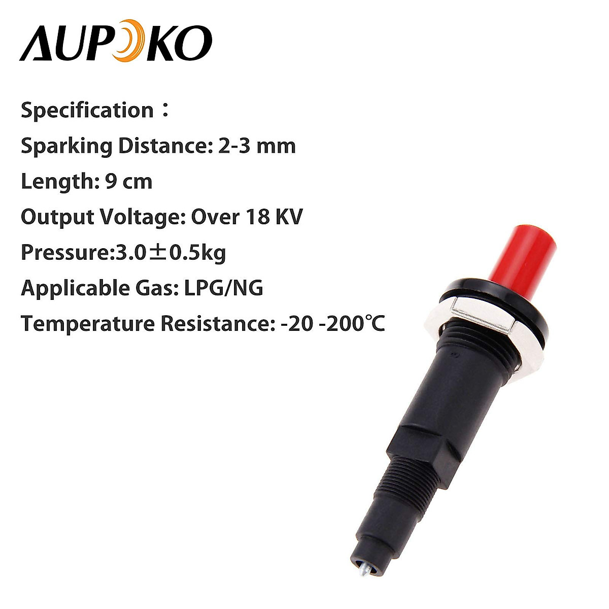 Aupoko Piezo Spark Ignition, One Outlet Plug Push Button Ceramic Spark Kitchen Lighter with High Resistance, Fits for Gas Fireplace/Gas Oven/Gas - 2 PC