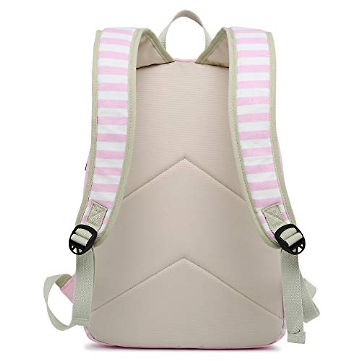 Gazigo Girls School Backpack Causal Canvas Stripe Backpack Cute Teen Backpacks For Girls School Bag (Pink)