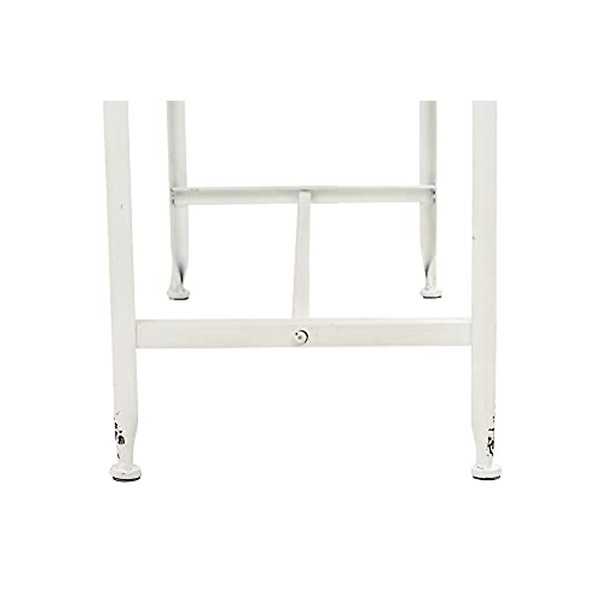 Creative Co-op EC0119 Metal Scalloped Edge Table Wood Top, Antiqued White