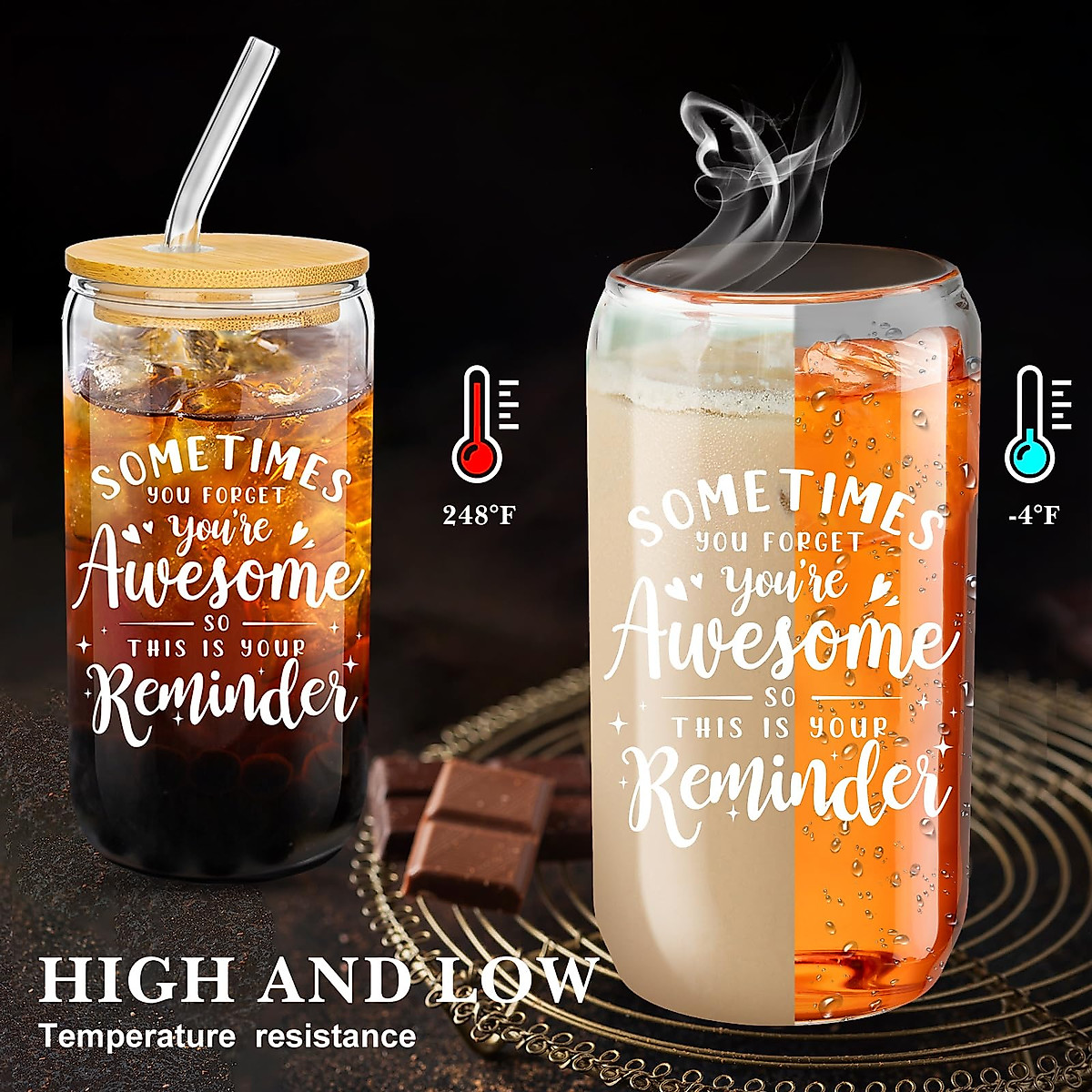 Purpeak 6 Set Team Gifts for Employees Thank You Gifts Teacher Staff Appreciation Gifts 16oz Can Shaped Beer Glass with Lids Straws Brushes Thank You Cups for Nurse Coworkers(Sometimes Forget)