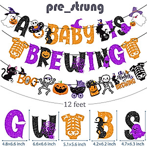 A Baby is Brewing Halloween Banners 3Pcs Halloween Baby Shower Party Decorations Halloween Baby Brewing Banners A Little Boo Baby Shower Decorations for Pregnant Gender Reveal Party Supplies