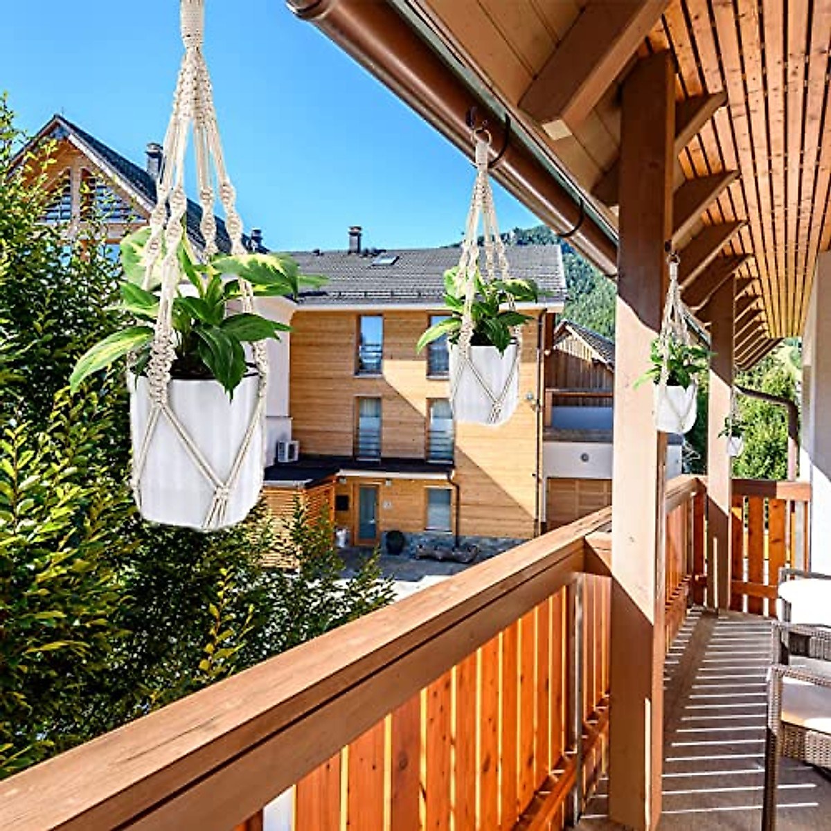 YCDC 2 Pack Macrame Plant Hanger Indoor Outdoor Hanging Planter Natural Manual Knitted Cotton Macrame Cord Plant Hanger with Ring for Home Decor Ceiling Wall Planters Hanging, 20 Inch