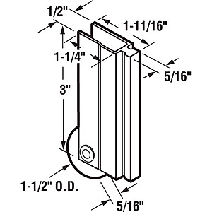 Prime-Line G 3037, 1-1/2 in. Nylon Ball Bearing Bypass Door Roller Assembly, Mill