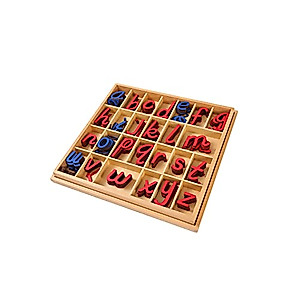 LEADER JOY Montessori Materials Language Small D Nealian Wooden Moveable Alphabet with Box