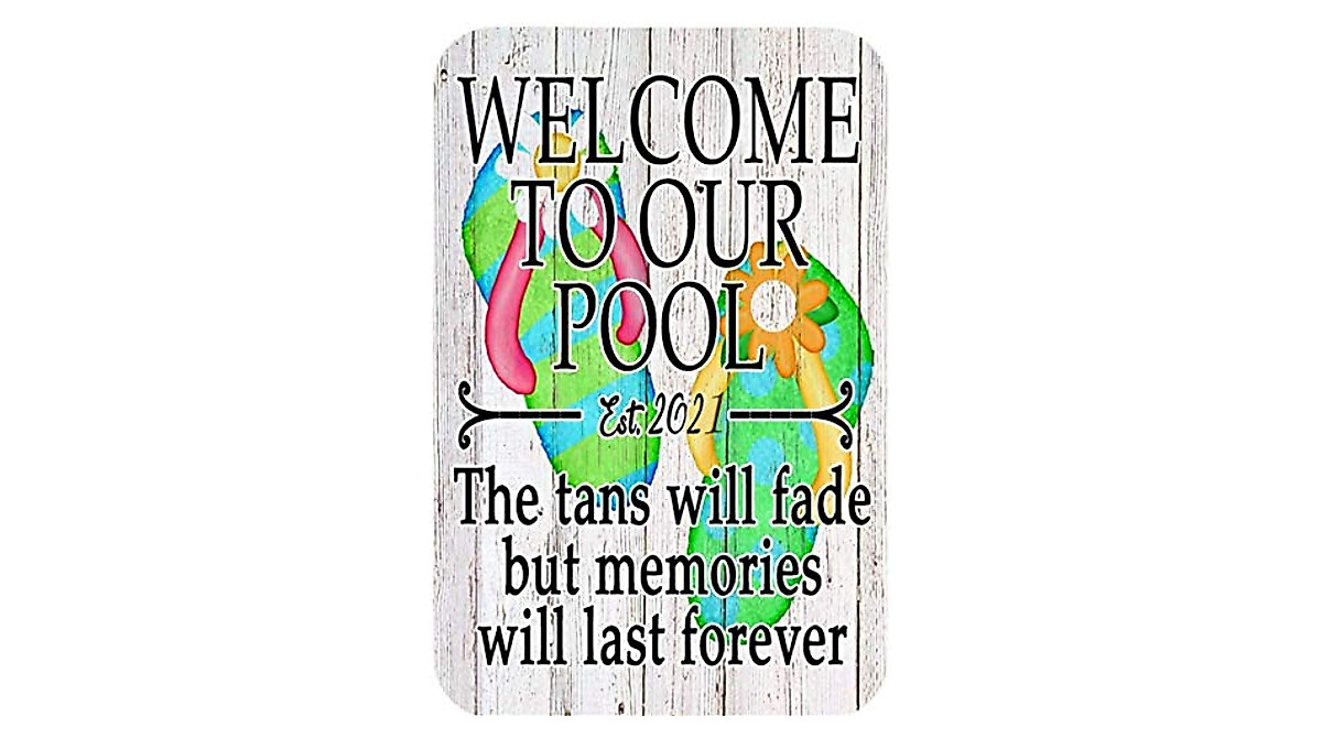 Vintage Pool Sign - Retro 8x12 Metal Wall Decor for Home & Bar