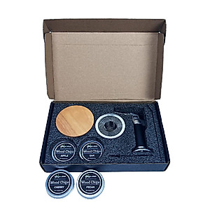 DUEBEL Cocktail Smoker Kit, Smoky Cocktail Lid with 4 Flavored Wood Chips and 1 Musket, Chimney Drink Smoker for Whiskey, Bourbon Old Fashioneds | Gift for Whiskey Lovers, Dad, Husband