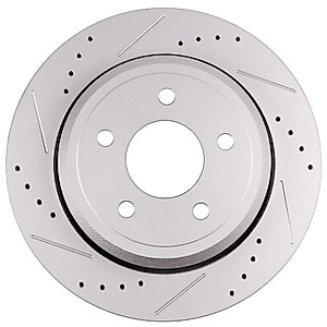 cciyu Front Rear Drilled Slotted Brake Rotors + Ceramic Pads For 2003-2011 For Ford Crown Victoria,2003-2010 For Mercury Grand Marquis,2003-2004 For Mercury Marauder
