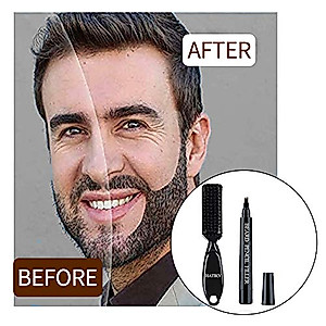 HATIKY Beard Pencil Filler For Men,Water Proof, Long Lasting Beard Pen,Barber Pencil and Beard Brush Male Mustache Repair Shape, Creates Natural Looking Beard, Moustache & Eyebrows (Black)