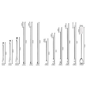 12pcs Stainless Steel Laboratory Spatula Micro Spatula Lab Sampling Scoop Long Sampling Spoon Assortment Kit