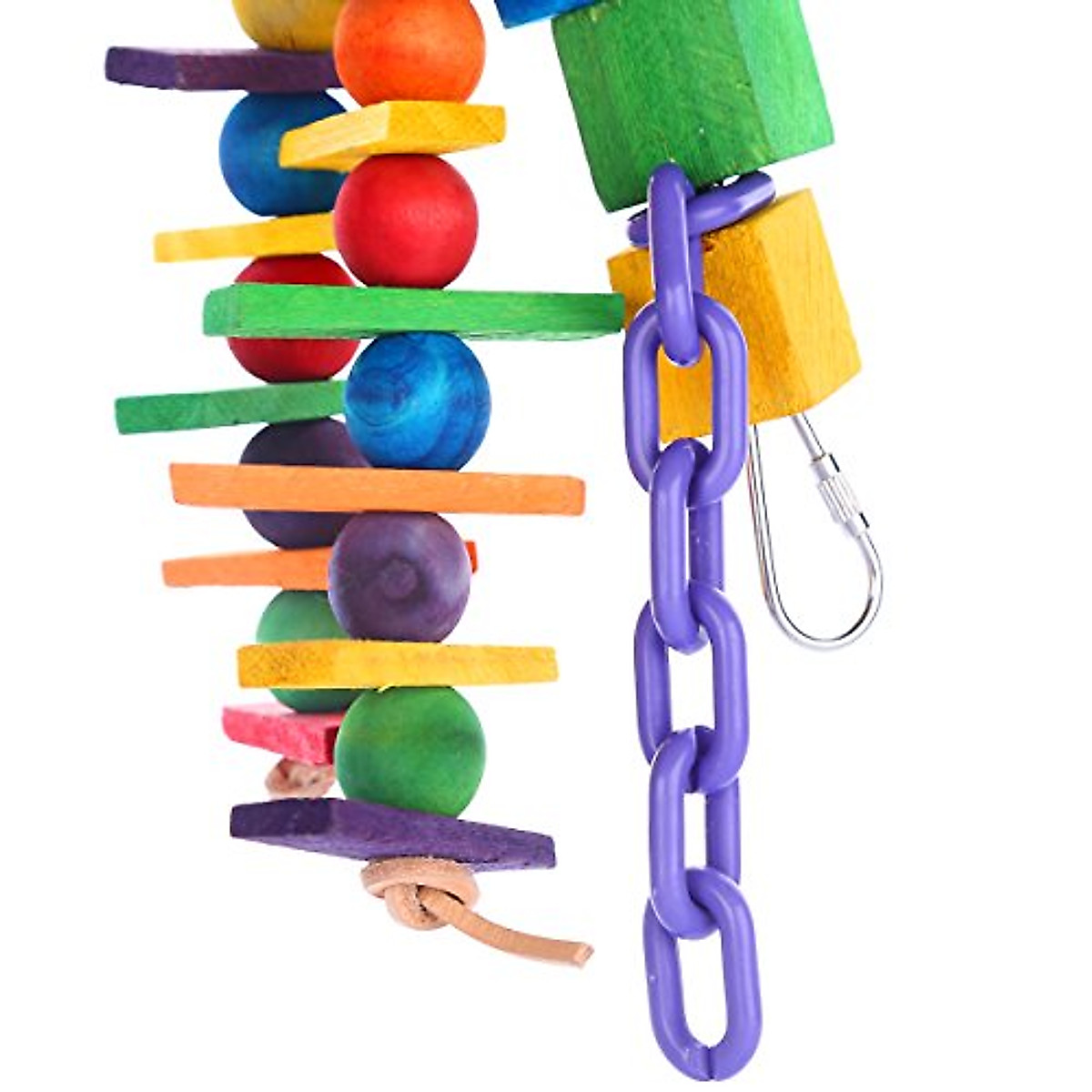 Pure Natural Colorful Wood Parrot Toys, Bvanki18.5 inch L 8.5 inch W Parrot Soft Swing Toy & Rainbow Bridge (Medium).